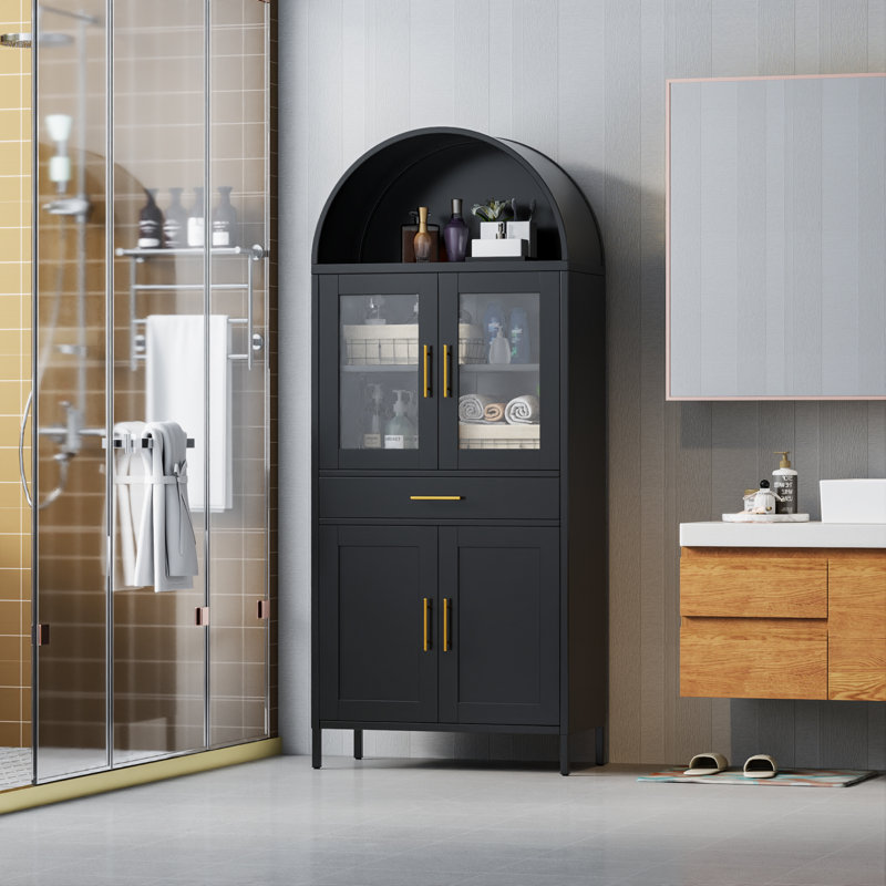 GangMei 30.71 In. W X 72.83 In. H X 15.35 In. D Arched Steel Freestanding Cabinet With Drawer ...